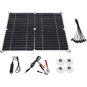 CAJUCA 20W Semi-Flexible Solar Panel, Car Battery Charger Portable Solar Panel DC Solar Charger with 10A Solar Controller for Car Motorcycle Boat