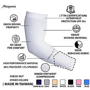 Arm Sleeve For Men & Women UV Sun Protection Cooling Arm Sleeves for Mens For Tattoo Cover Up Football Hiking Running Golfing Cycling Fishing Basketball Driving Gardening Golfing Fishing 1 Pair White