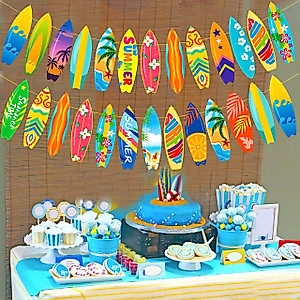 2pcs Surfboard Themed Banner Decorations Summer Surfing Birthday Party Decorations Surf Birthday Garland Decorations for Swimming Pool Summer Beach Party Birthday Baby Shower Party Supplies