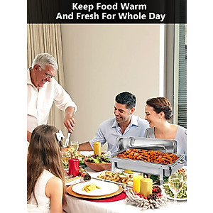 Granvell Rectangular Chafing Dish Buffet Set, Catering Food Warmer for Parties, Wedding, Birthday, Christmas, Chafing Server Dish, 8QT Water Pan, 4 Pack