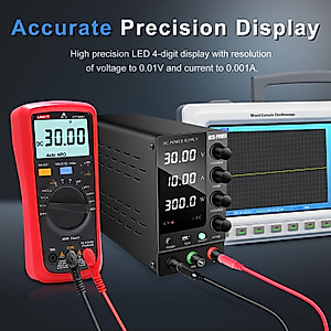 NICE-POWER DC Power Supply Variable 30V 10A, Adjustable Switching Regulated DC Bench Power Supply with Output Switch High Precision 4-Digit LED Display, Benchtop Lab Power Supplies with 5V/2A USB Port