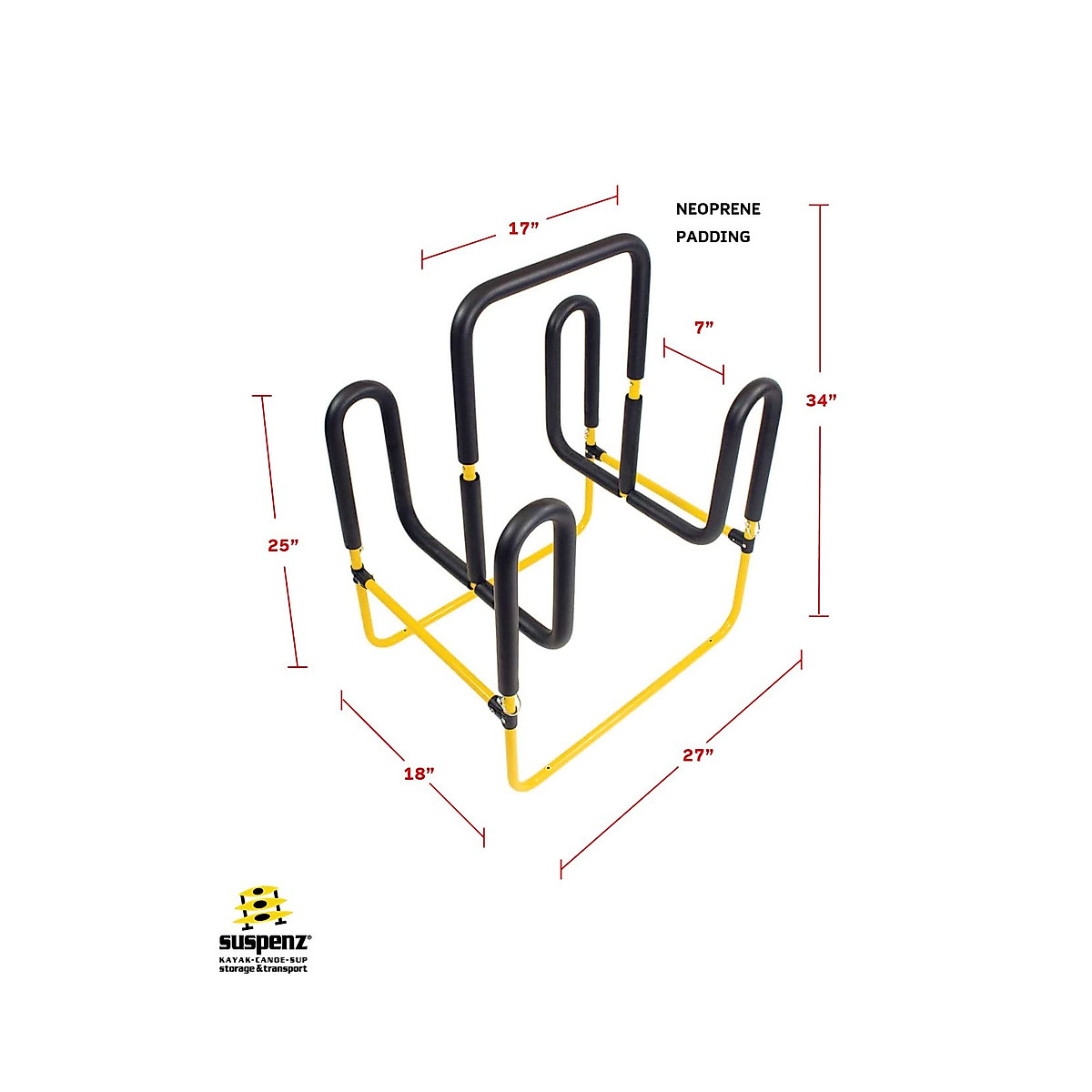 Suspenz Double-Up SUP Stand, Holds 2 Stand Up Paddle Boards or Surfboards, Yellow (22-9936)