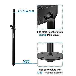 Vondynote Speaker Pole for Subwoofer Height Adjustable Fits M20 Threaded Mount and 35mm Mount Speaker Extender