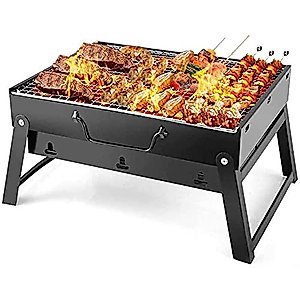 Stainless Steel BBQ Barbecue Grill Charcoal Portable Barbecue, Smoker Grill for Outdoor Cooking Camping Picnic Outdoor Garden Charcoal BBQ Grill Party Suitable for 3 to 5 People