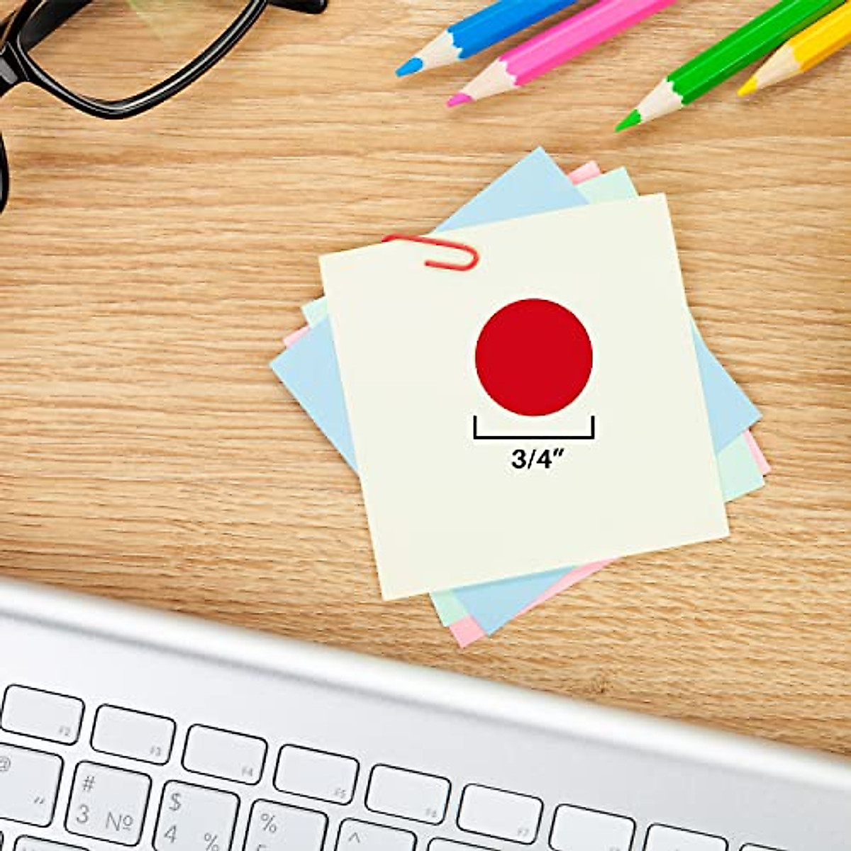 ChromaLabel 0.75 Inch Round Label Removable Color Code Dot Stickers, 1008 Pack, 24 Labels per Sheet, Red