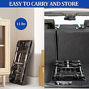 Klonvs Folding Hand Truck Dolly, 650 LBS Portable Shopping Carts with 6 Foldable Rotary Wheels (2 Brake Wheels) & 2 Elastic Ropes, Utility Cart Heavy Duty for Travel, Moving, Airport, Office Use