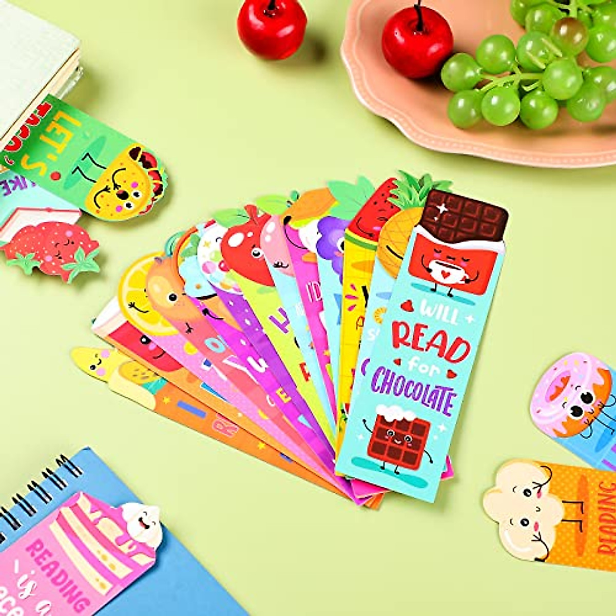 Scented Bookmarks Scratch and Sniff Bookmarks Fruit Food Theme Bookmarks for Kids Assorted Scented Bookmarks Cute Bookmarks for Students, Teens, Food Lovers, 20 Styles (60 Pcs)