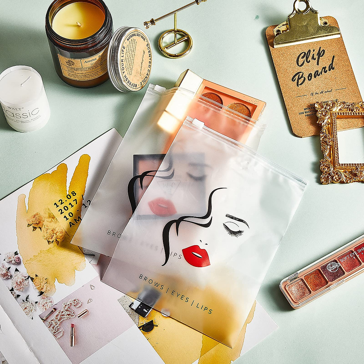 Shappy 50 Pieces Eyebrow Microblading Aftercare Bags Empty Eyelash Bag Lash Aftercare Bags Lipstick Travel Pouch Mini Cosmetic Bags for Eyelash Lipstick Makeup Tools (6 x 8 Inch)