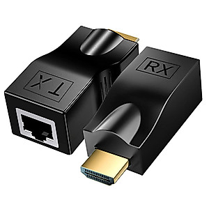 MVBOONE HDMI Extender Adapter Over Cat5e/6 (1pair), HDMI Repeater to RJ45 Ethernet Network Converter, 4k HD 1080p UP to 30m/98ft, for HDTV, Set-top Boxes, DVD, PS4, STB, Black
