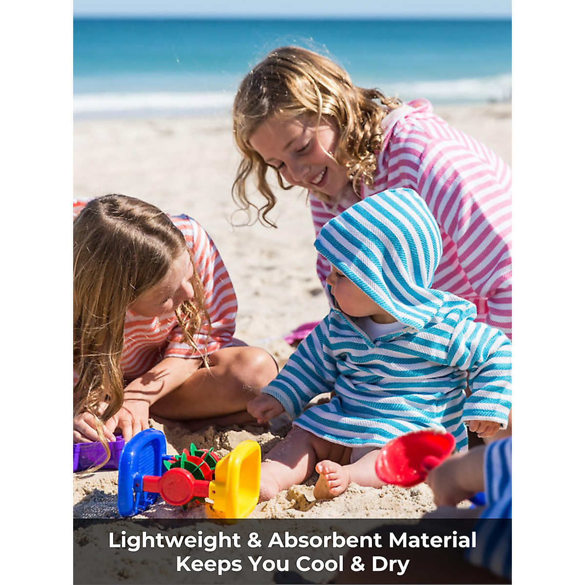 SAMMIMIS Kid’s Beach Towel with Hood - Boys & Girls Swim Cover Up - Pullover Hooded Beach Towel with Long Sleeves – Light, Quick Dry Towel & Hoodie