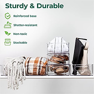 Greenco Fridge Bins, Set of 6 | Stackable Clear Refrigerator Organizer Bins w/ Durable Handles | Pantry Storage Bins | Kitchen and Refrigerator Organization | Organizing Bins, BPA Free, Shatter Proof
