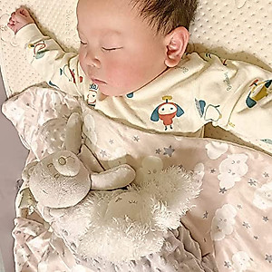 Truwelby Security Blanket Set of 2, 30x40” Infant Plush Blanket &16” Minky Dot Fabric Sweet Loveys for Babies, Baby Blankets with Stuffed Animals, Baby Snuggle Blankie Baby Gifts for Boys and Girls