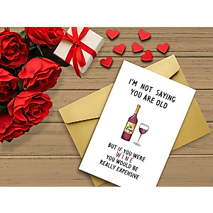 Funny Wine Birthday Card for Men Women, Happy 30th 40th 50th 60th 70th Birthday Cards for Husband Boyfriend Wife, Joke Birthday Card for Brother Sister Grandma Grandpa with Stickers and Envelopes