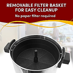 Elite Gourmet CCM-035# Maxi-Matic 30 Cup Stainless Steel Coffee Urn Removable Filter For Easy Cleanup, Two Way Dispenser with Cool-Touch Handles Electric Coffee Maker Urn, Stainless Steel