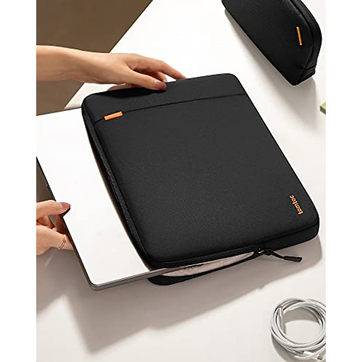 tomtoc 360 Protective Laptop Sleeve Set for 14-inch MacBook Pro M2/M1 Pro/Max A2779 A2442 2023-2021, 12.9 iPad Pro 3rd-6th Gen with Keyboard, Water-Resistant Laptop Case with Organized Accessory Pouch