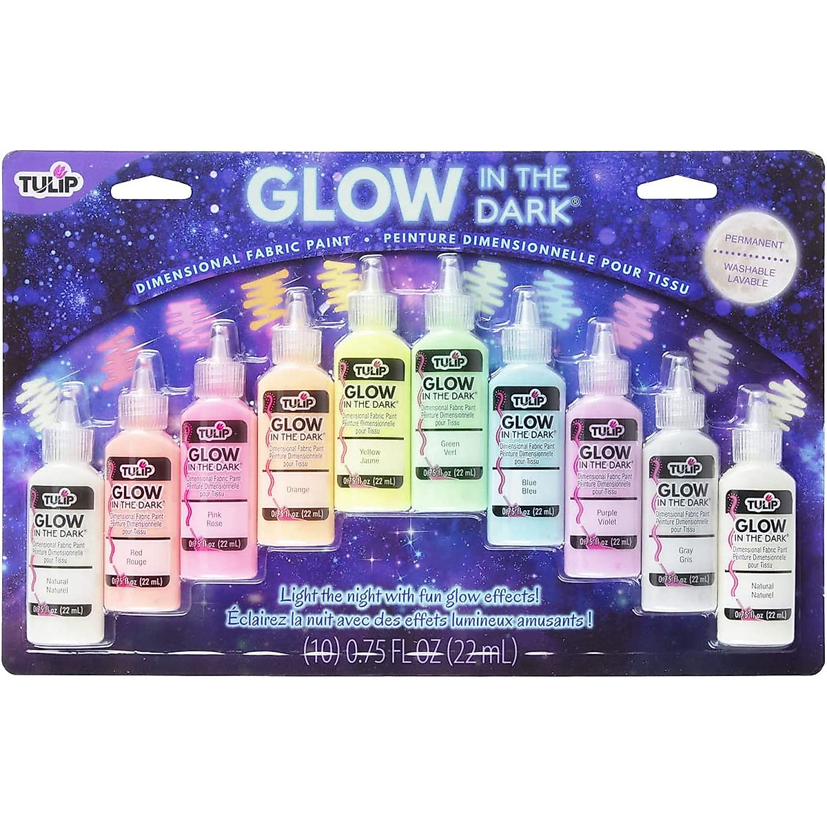 Tulip Dimensional Paint Kits 44417 Dfpt Multi 0.75Oz Glow 10Pk Arch, 0.75 Fl Oz (Pack of 10), As Detailed