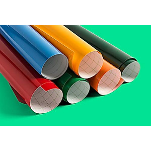 Cricut Premium Vinyl - Permanent, 12” x 12” Adhesive Decal Sheets Brights Sampler, Tomato Red, Orange, Maize Yellow, Kelly Green, Medium Blue, Forest Green