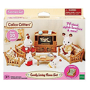 Calico Critters Comfy Living Room Set - Toy Dollhouse Furniture & Accessories Set for Ages 3+