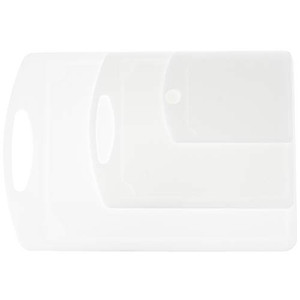 Neoflam White Cutting Board Set - 3 Piece - Kitchen Foundations, Plastic, Basic, Dishwasher Safe, BPA-Free, Drip Juice Groove, Handle