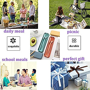 WJINGS 4 Sets Wheat Straw Cutlery, Portable Cutlery Set, Reusable Travel Flatware Set, for Lunch Boxes Workplace Camping School Picnic or Daily Use (Green, yellow, orange, blue)