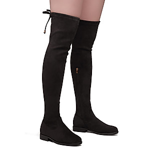 Herstyle Secret Obsession Women's Over the Knee Boots Thigh High Stack Heel Long Stretch Fall Riding Boots, Black, Size 8.0