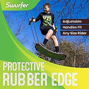 Swurfer Stand Up Tree Swing, Outdoor Swing for Adults, Kids - Durable, Weatherproof, Easy Installation, Adjustable Handles, Protective Rubber Edge, Swingset Outdoor, Outdoor Play, 200lbs, Age 6 and Up