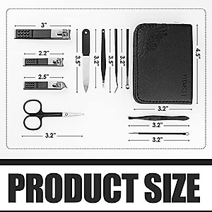 WOAMA Manicure Set - 10 in 1 Pedicure Kit Nail Clippers with Black Bag Manicure Kit Nail Kit Manicure Tools For Women Men