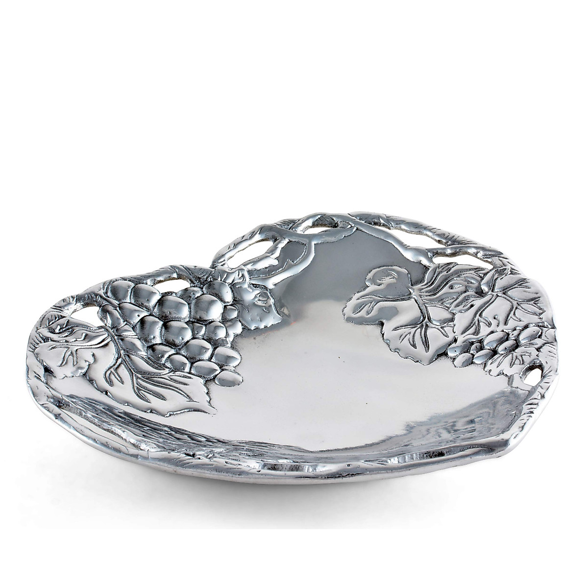 Arthur Court Aluminum Grape Heart Coupe Tray, 9.5 x 10 inch - Romantic Sand-Cast Design, Ideal for Mother's Day or Anniversary