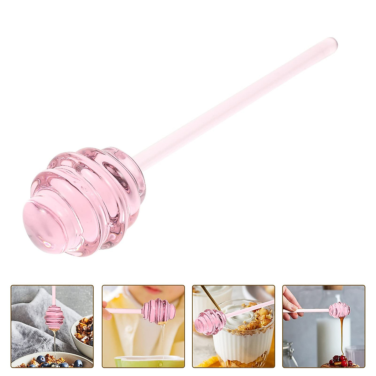 BESTonZON Honey Stirrer Honey Jar Dipper Honey Dipper Syrup Dippers Coffee Honey Twirler Kitchen Stirring Rod Honey Stick Cocktail Stirrers Multi-function Stirring Stick Glass Mix Honeycomb