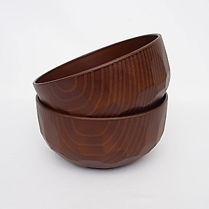 OTSUMAMI TOKYO Japanese Soup Bowl, Miso Soup Cup, Soup Mug for Noodle, Rice, Cereal, Dishwasher safe, Durable, Made in Japan (1pc, Hexa Wood Grain Pattern, Large 5 x 2.6 in.)