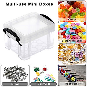 BTSKY 20 Packs Small Storage Bins with Lids Mini Plastic Bead Organizers-3.3Lx2.6Wx2H Inches Stackable Craft Storage Containers Clear Latching Boxes for Beads, Clips, Hairpins and Candy (Black)