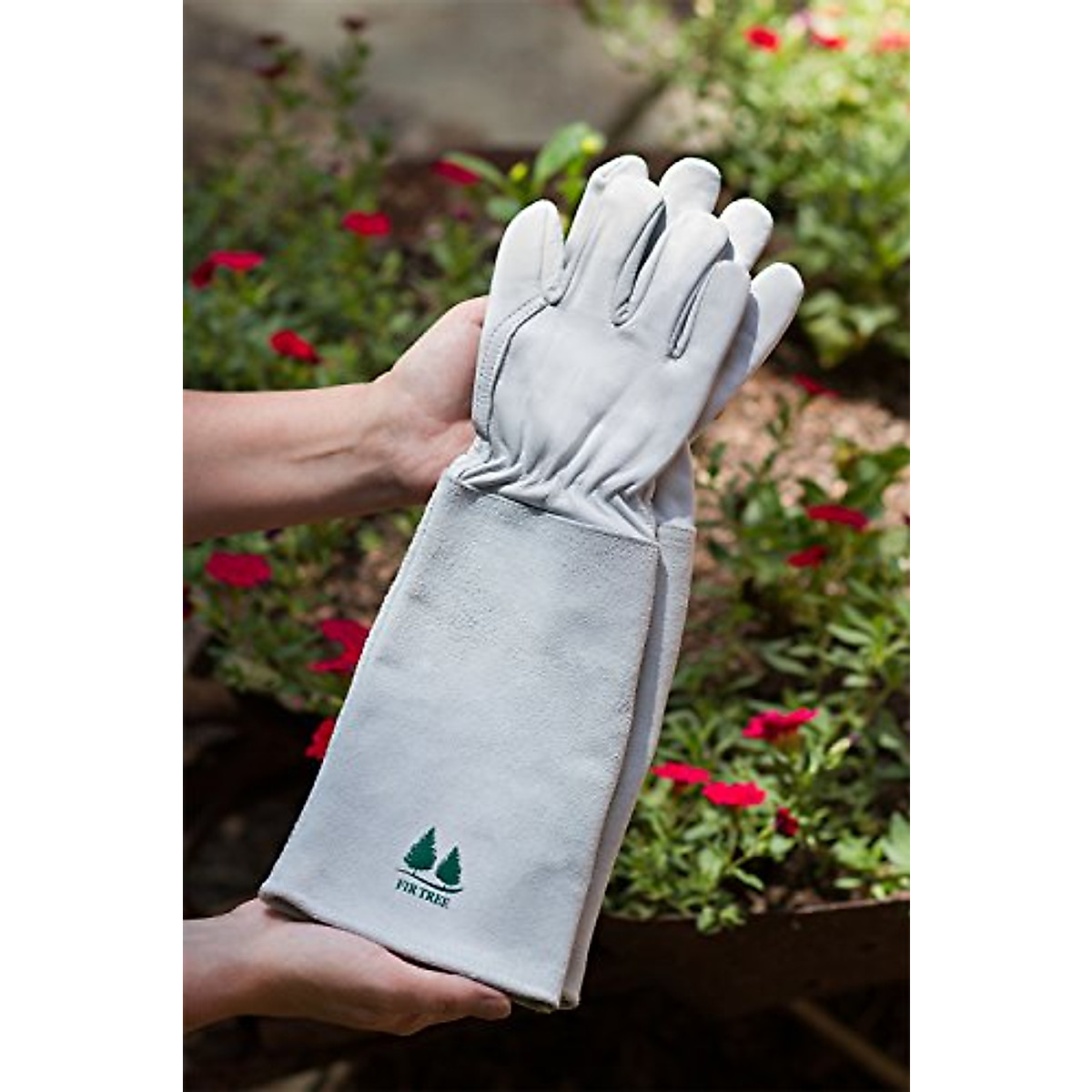 Leather Gardening Gloves by Fir Tree. Premium Goatskin Gloves With Cowhide Suede Gauntlet Sleeves. Perfect Rose Garden Gloves. Men's and Women's Sizes. M-8 (See Size Chart Photo)