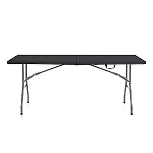 Plastic Development Group 806 Outdoor/Indoor 6 Foot Fold in Half Plastic Resin Folding for Outdoor Indoor Banquet, Dining, Card Table, Black