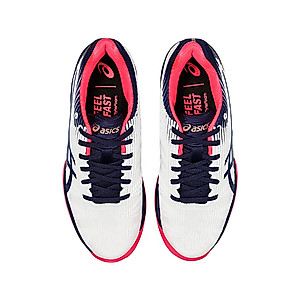 ASICS Women's Solution Speed FlyteFoam Tennis Shoes, 9, White/Peacoat