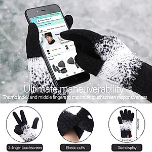 Womens Winter Knit Beanie Hats and Touchscreen Gloves Long Scarf Set with Warm Fleece Lined Skull Caps Gloves Scarves for Women