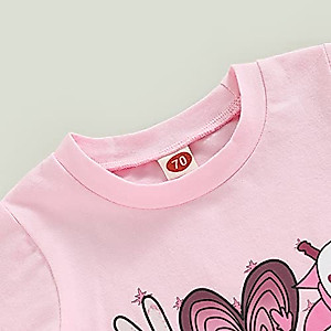 Western Baby Girl Outfits Funny Letter T Shirt Top+Cow Print Long Flare Pants Set Summer Spring Clothes 2Pcs (Pink Peace Love Moo, 18-24 Months)