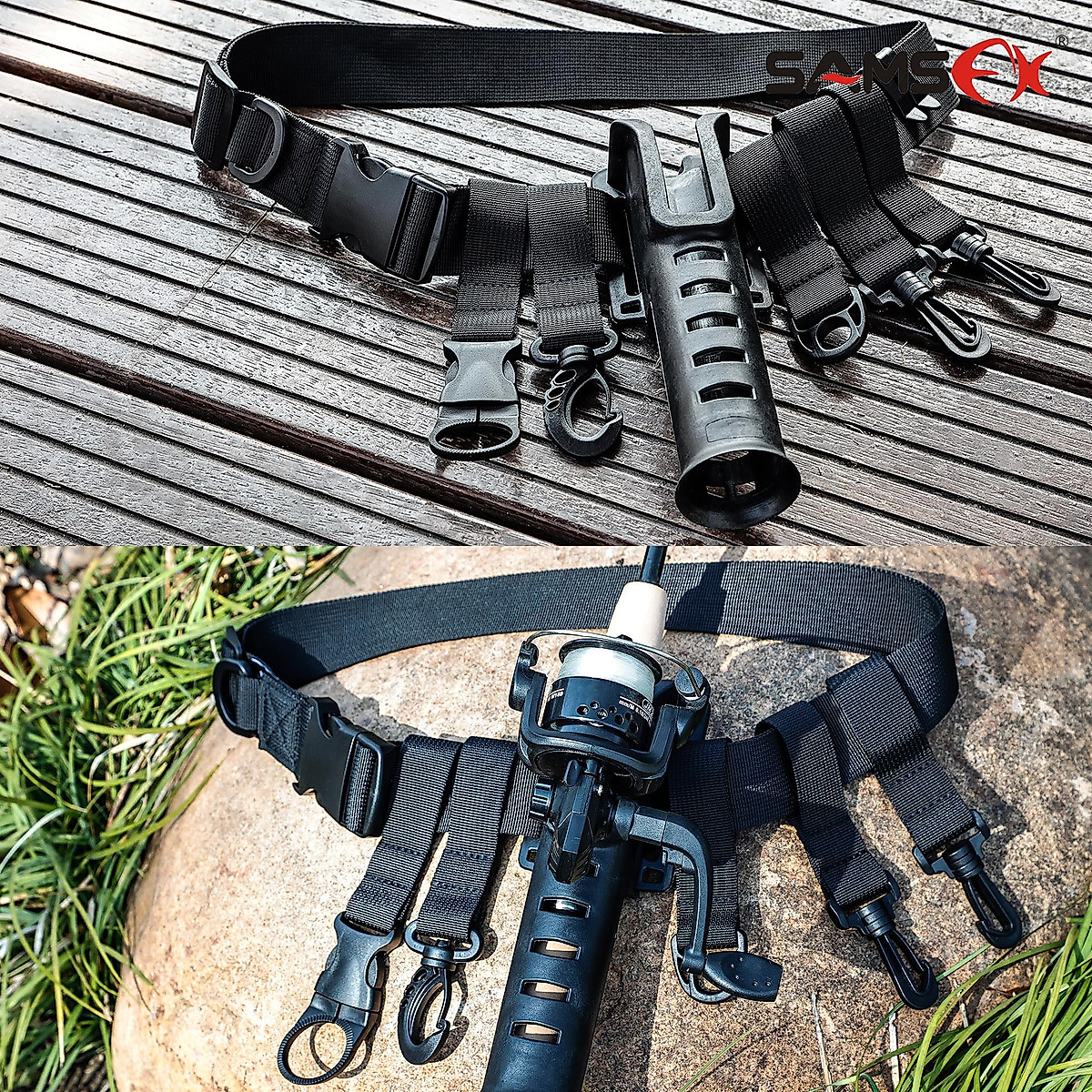 SAMSFX Fishing Waist Belt Rod Holder Wader Belt Wading Belts for Surf Casting Kayak Fishing Accessories Waders Straps