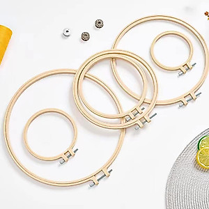 VITKSTAR Embroidery Hoop 5pieces 3 inch to 8 inch Plastic Embroidery Hoop Set Circle Cross Stitch Hoop for Embroidery and Cross Stitch (Multicolour) (Multicolour) (Light Yellow)