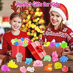 OCATO 40Pcs Mochi Squishys Toys Mini Squishies 2nd Generation Glitter Animal Squishies Party Favors for Kids Adults Stress Relief Toy Treasure Box Prize Classroom Valentine Prizes Easter Egg Fillers
