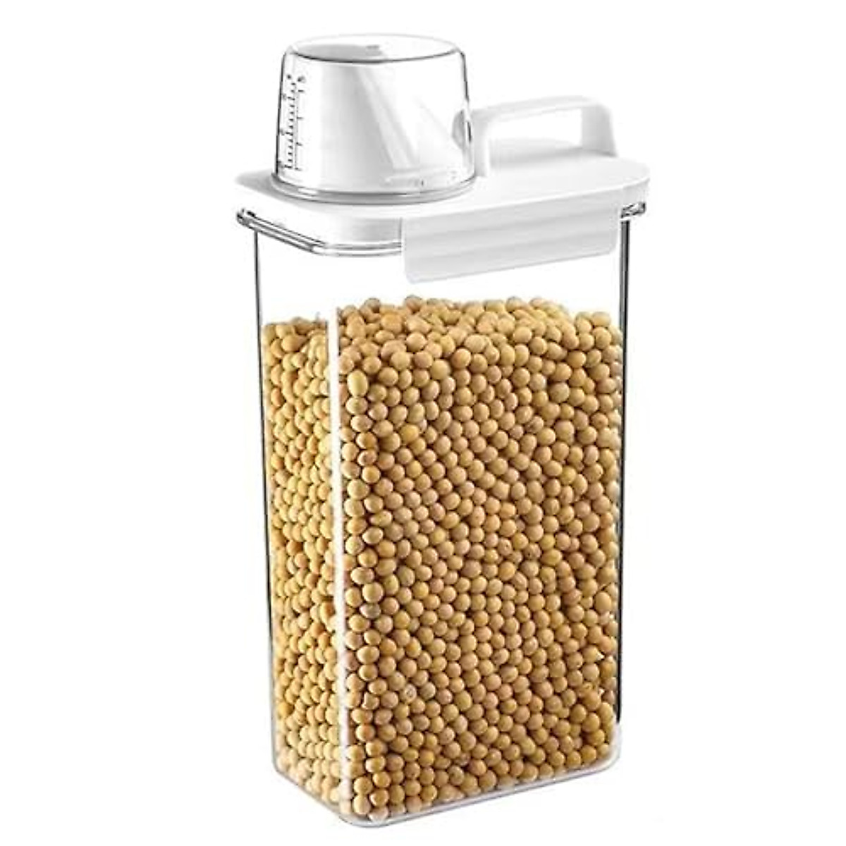 Food Storage Container, Kitchen Storage Box, Plastic Sealed Kitchen Storage Container, Transparent Food Storage Box, Kitchen Grain Container, with Measuring Cup (0.6Gal,1 Pcs)