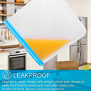 Hvalucen Reusable Food Storage Bags, 4-Pack BPA FREE Flat Freezer Bags, and LEAKPROOF Gallon Storage Bags for Marinate Meats, Cereal, Sandwich, Snack, Travel Items, Home Organization Storage