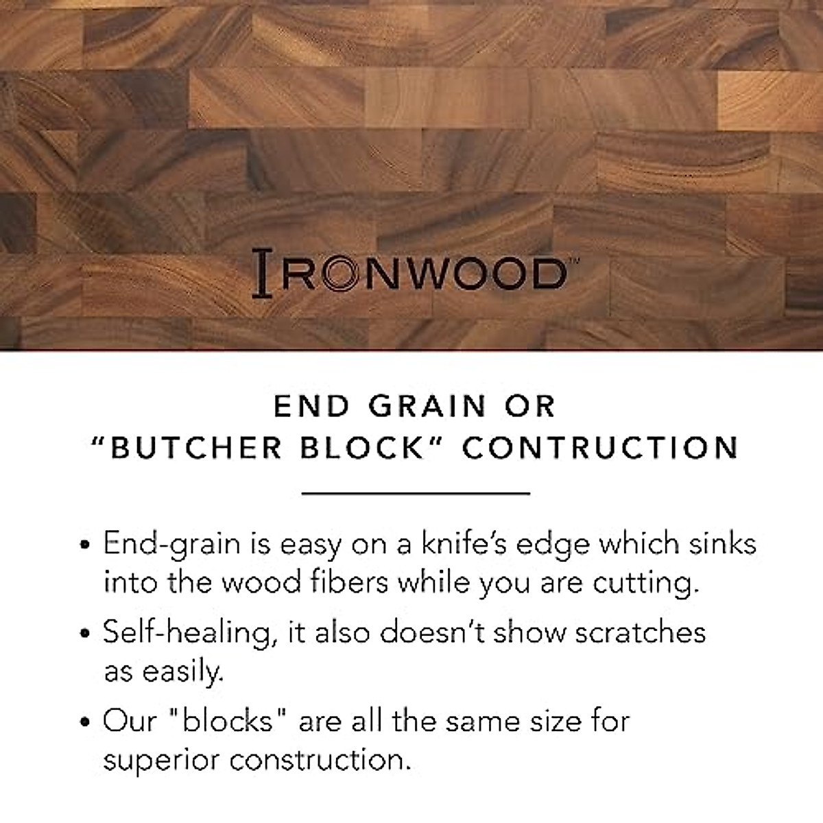 Ironwood Bowery End Grain Cheese and Charcuterie Board, One Size, Acacia Wood