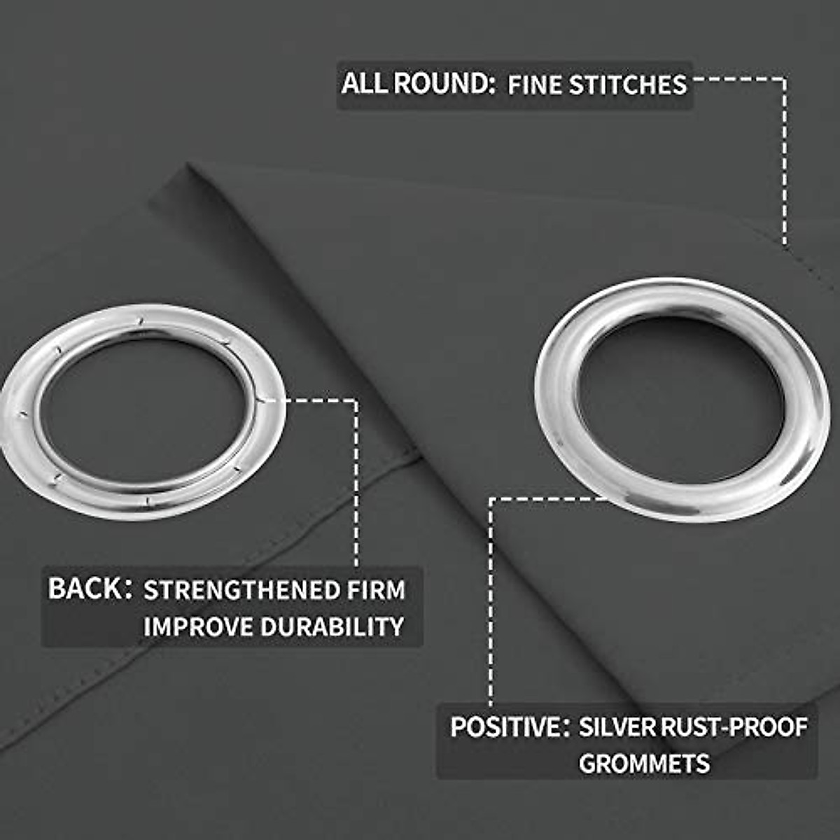 Easy-Going Blackout Curtains for Bedroom, 2 Panels Solid Thermal Insulated Grommet and Noise Reduction Window Drapes, Room Darkening Curtains for Living Room (52x63 in,Gray)