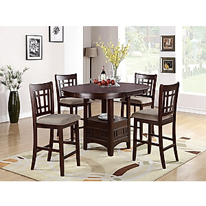 Gecheer Set of 2 Chairs Dining Room Furniture Brown Solid Wood Counter Height Chairs Upholstered Cushioned Unique Back
