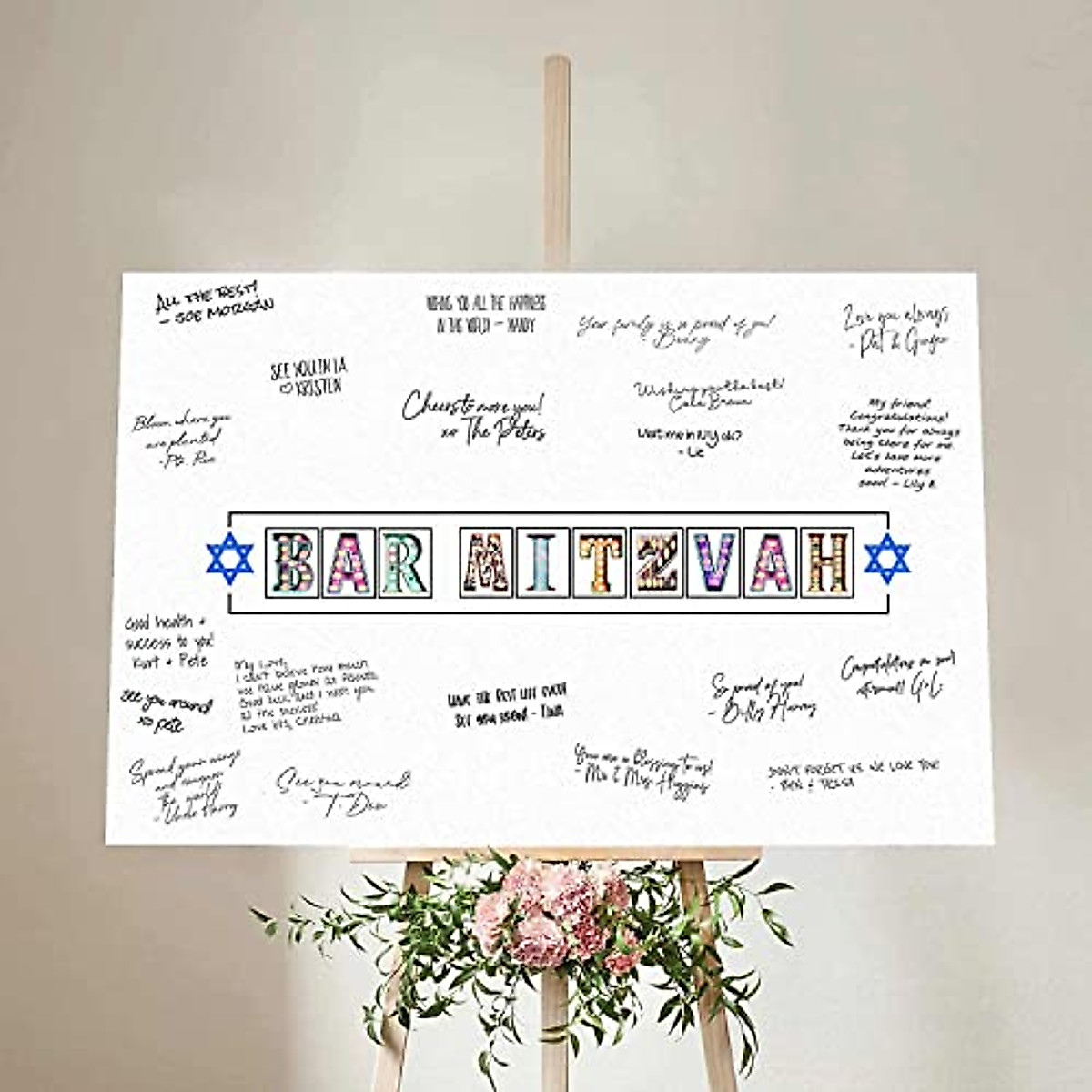 Bar Mitzvah Birthday Party Decorations Signature Card Supplies Or Creative Gifts - Bar Mitzvah Sign In Board Guest Book 11x17 Inch“Unframed” Wall Art Poster Birthday Keepsake Sign For Boy Girls