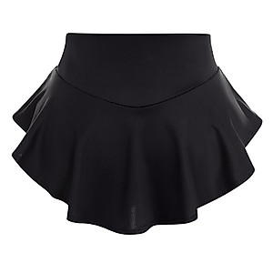 ODASDO Women's Pole Dance Outfit Rave Shorts Ruffle Panties Skirt Electric Forest Festival Clothes High Waist Booty Bottoms Hot Pants Swimsuit Yoga Workout Active Fitness EDM Clubwear Black M