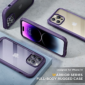 Miracase Glass Series Designed for iPhone 14 Pro Max Case 6.7 Inch, 2023 Upgrade Full-Body Bumper Case with Built-in 9H Tempered Glass Screen Protector with Camera Lens Protector, Noble Purple