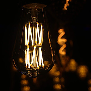 LVYE LED Edison Bulb Dimmable 12W 3000K Soft White 1200LM, 100W Equivalent E26 Medium Base, ST64 Vintage LED Bulbs, 360 Degree Beam Angle, Clear Glass, Pack of 4.