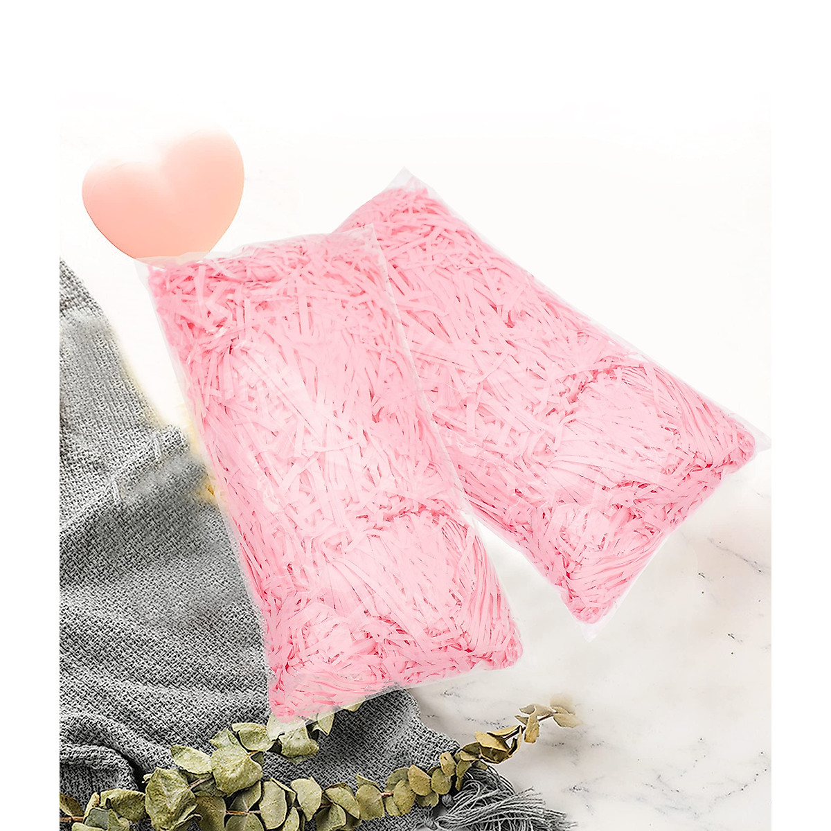 XINYIDAO Basket grass filler,crinkle cut paper shred filler, raffia paper filler, gift box packaging filler, 200g party decoration DIY packaging accessories (light pink)
