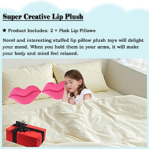 zhidiloveyou 2PCS 11.8" Lip Pillow Plush Pink Cute Hug Toy Soft Lip Shaped Decorative Cushion